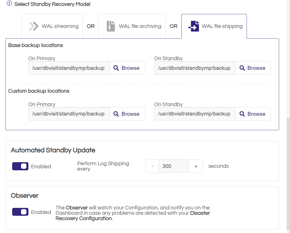 Comparison: Dbvisit, WAL Shipping & WAL Archiving mode Comparison: Dbvisit, WAL Shipping & WAL Archiving mode