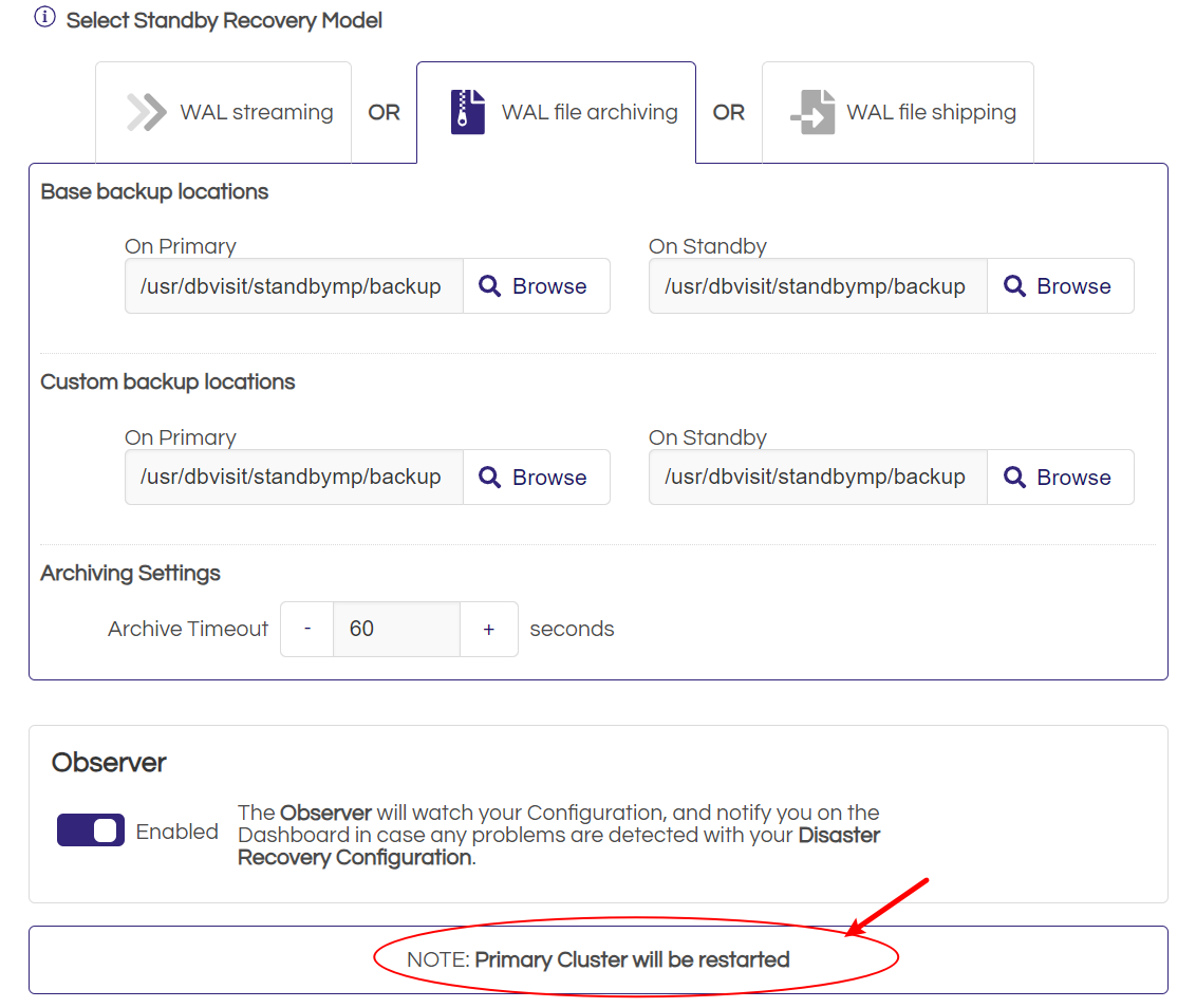 Comparison: Dbvisit, WAL Shipping & WAL Archiving mode Comparison: Dbvisit, WAL Shipping & WAL Archiving mode